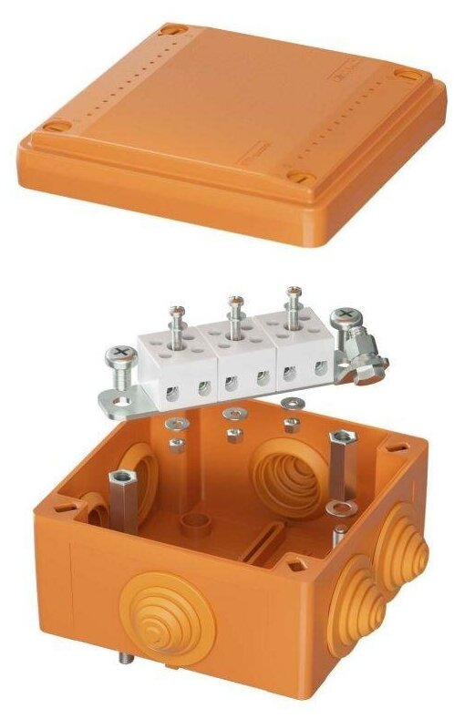 Коробка ответвительная FS 100х100х50мм 5р 450В 10А 6кв. мм с каб. вводами и клеммн. IP55 пластик. DKC FSB11506