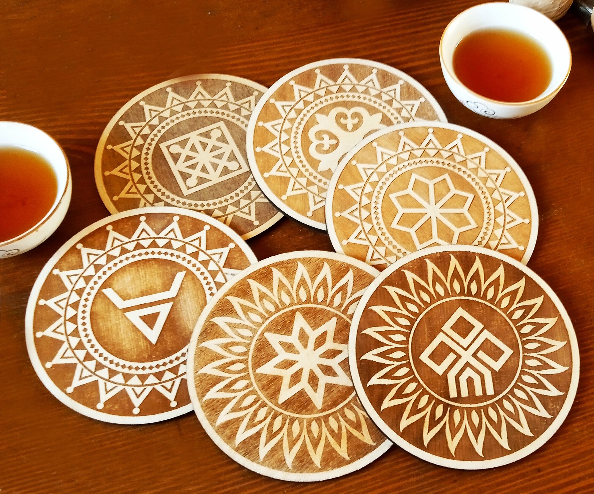 Подставки под горячее 10 штук "Славяне * Обережные" 10,7см,