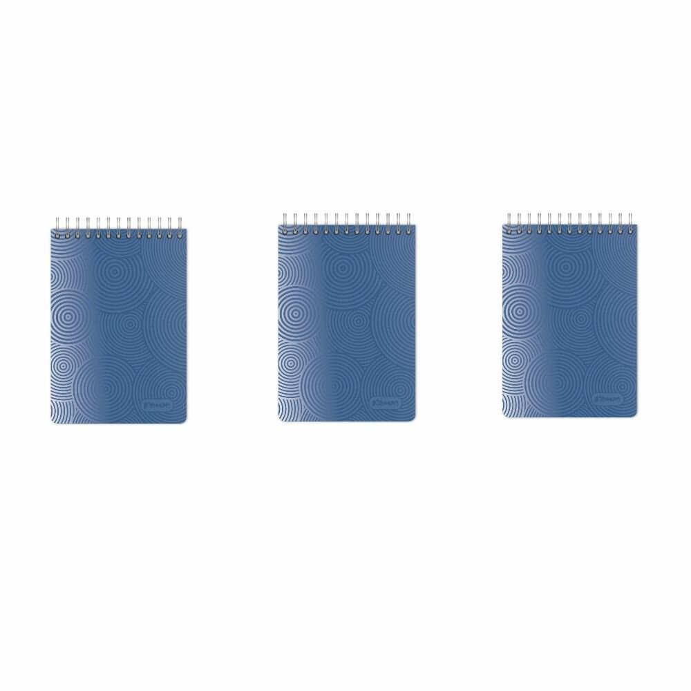 Комус Блокнот на спирали, синий, А7, 80 л, клетка, 3 шт