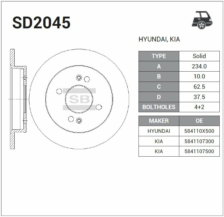 Диск Тормозной SANGSIN SD2045