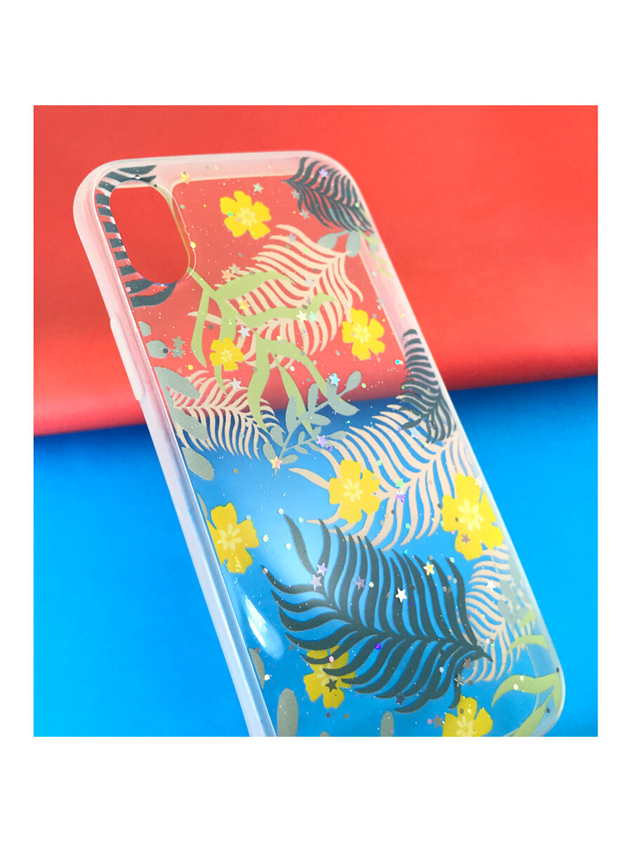 Чехол Мобильная Мода для iPhone Xs Накладка силиконовая с эпоксидной смолой и рисунком рисунком Цветочков