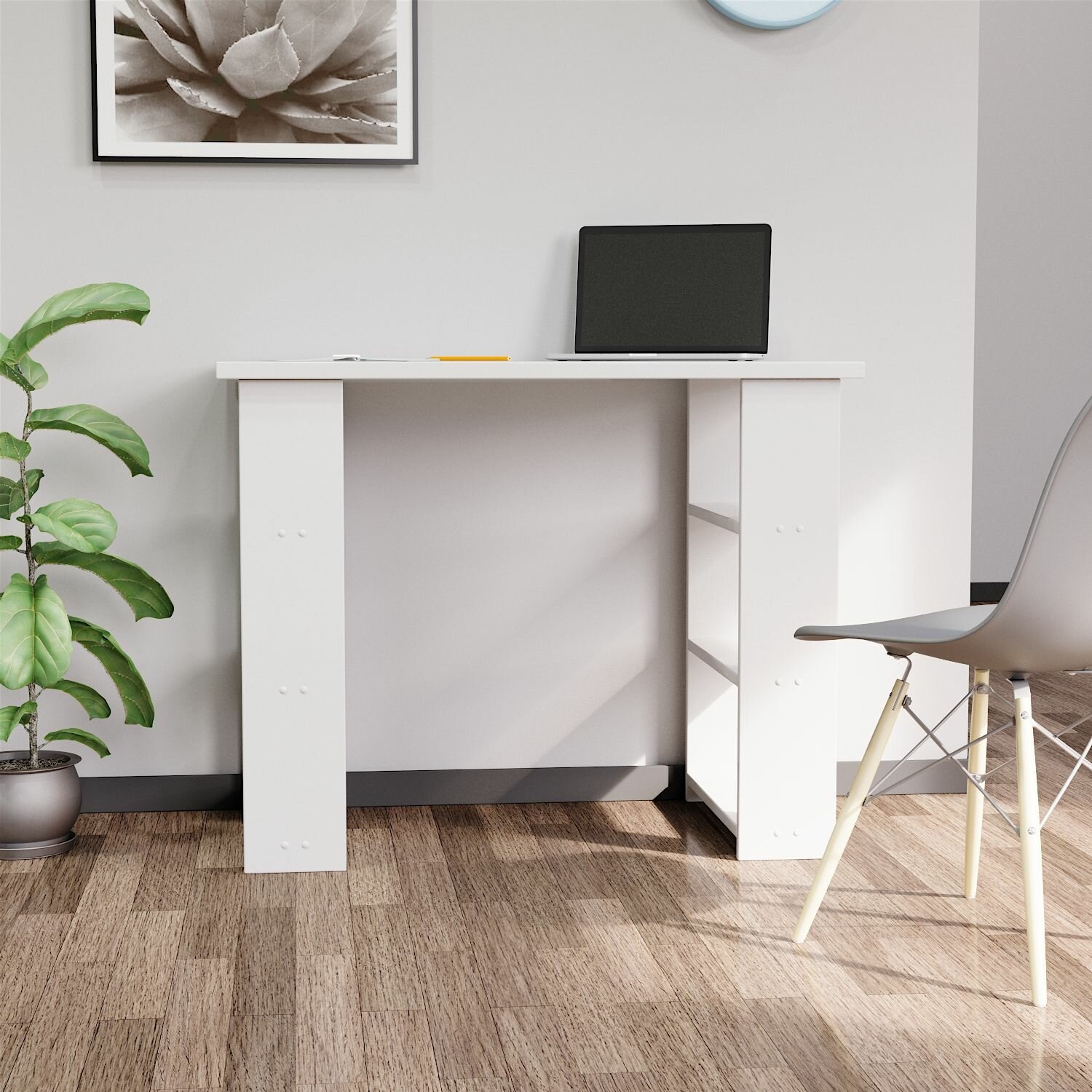 Стол письменный Белый с полками, компьютерный игровой стол, рабочий стол для ноутбука 95*50*75