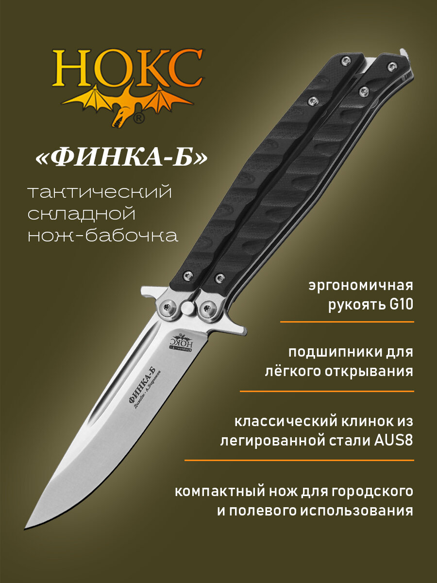 Нож складной НОКС Финка-Б (207-180406) в подарочной коробке, современная бабочка, сталь AUS8