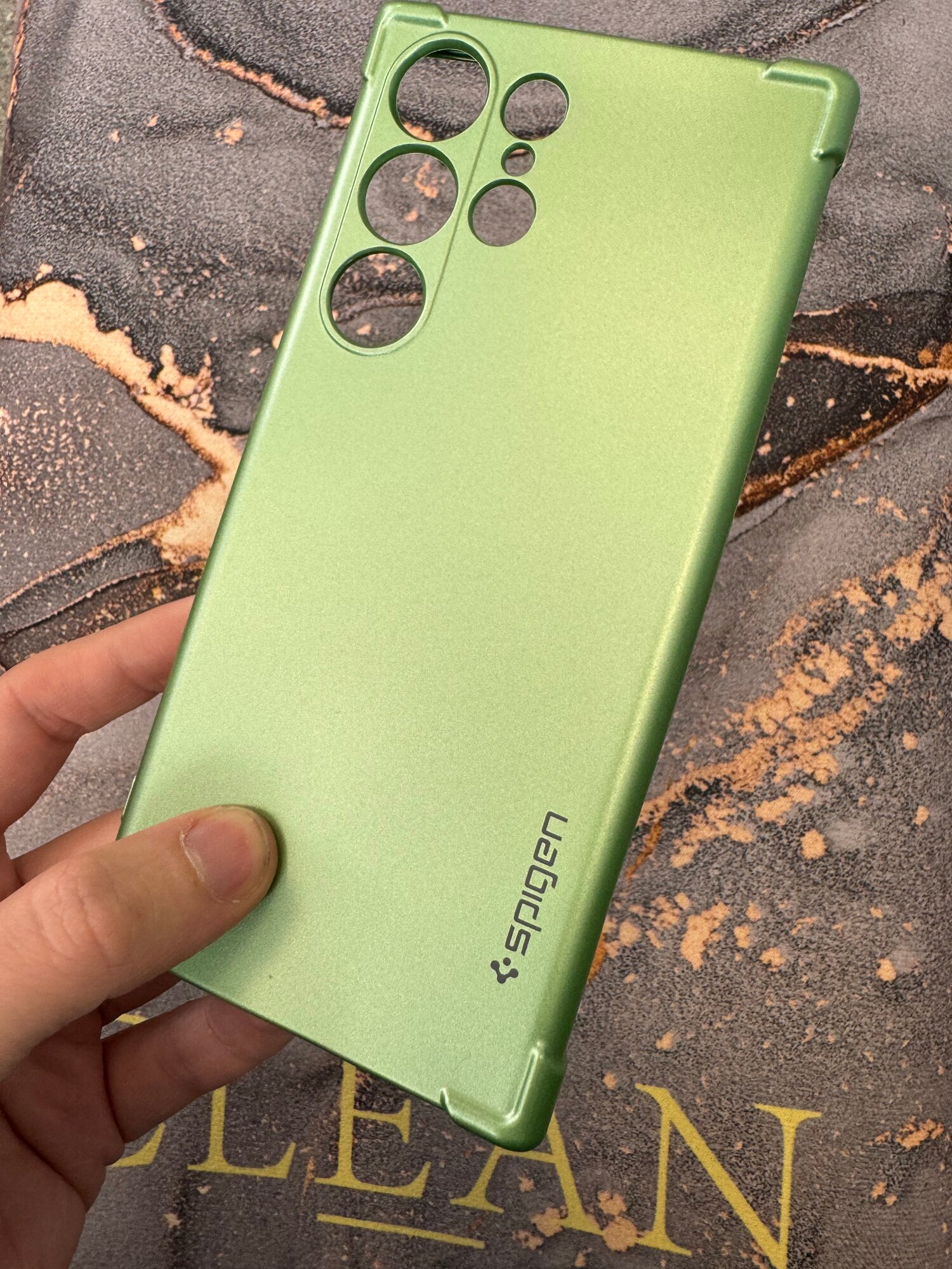 Чехол панель накладка бампер MyPads SPIGEN для Samsung Galaxy S23 Ultra тонкая силиконовая крышка зеленая MyPads