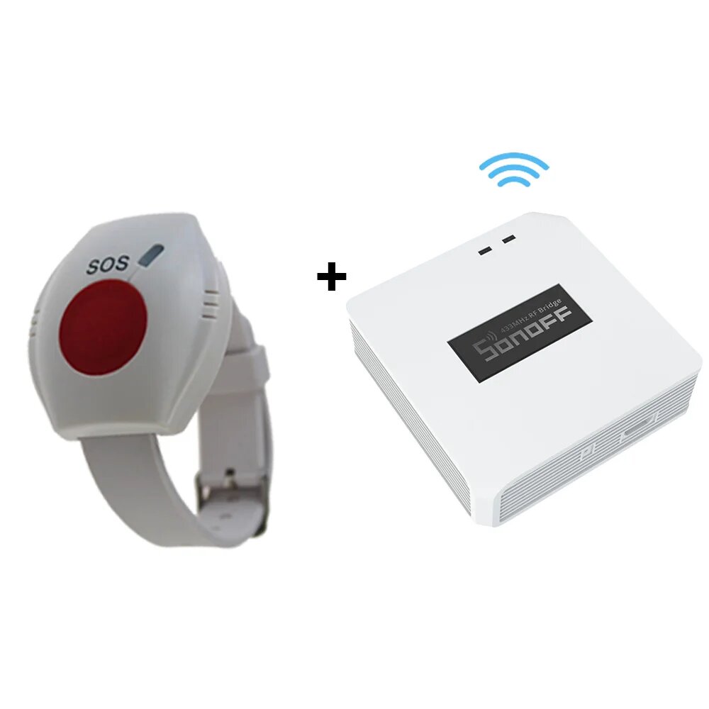 Кнопка SOS Wi-Fi для пожилых людей RF 433mhz Тревожная кнопка Экстренная сигнализация Беспроводной часовой браслет для пожилых людей Приложение Android IOS APP-1 SOS с 1 хостом