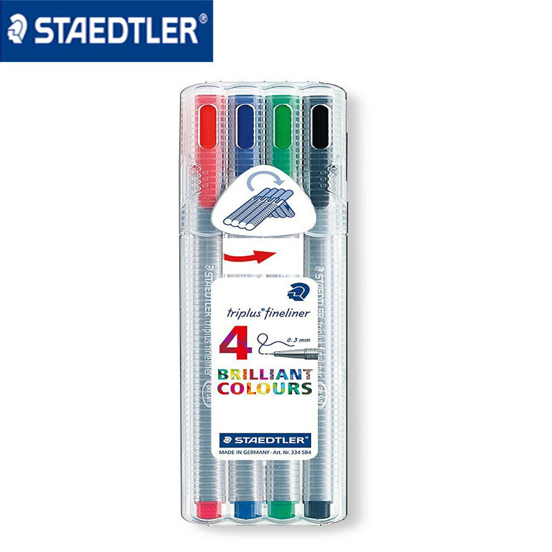 Набор гелевых ручек STAEDTLER 334 SB4, 4 цвета, треугольный рисунок, для письма мелким шрифтом