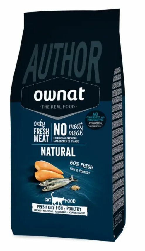 Ownat Author Сухой корм для кошек, с жирной рыбой и свежим мясом домашней птицы, 1,5 кг