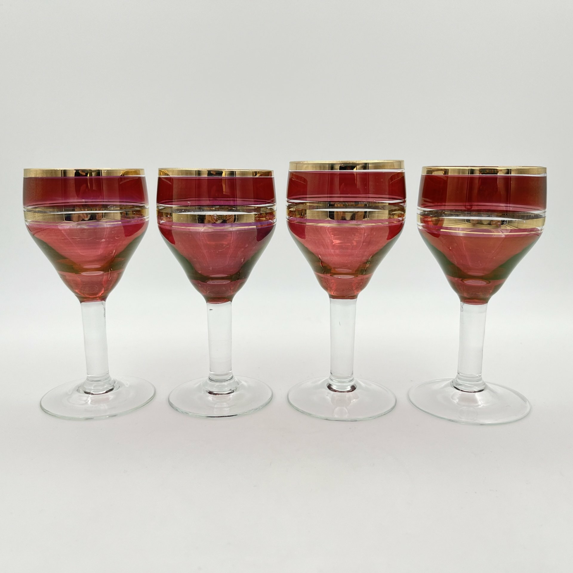 Набор из 4 рюмок, стекло, золочение, Чехословакия, 1960-1980 гг.