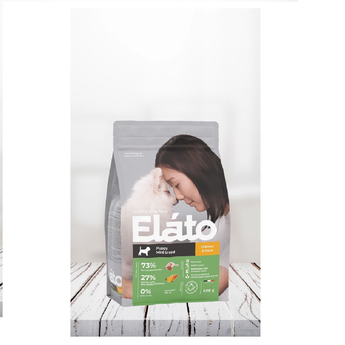 ELATO Holistic сухой корм для щенков мелких пород Курица и Утка 500г