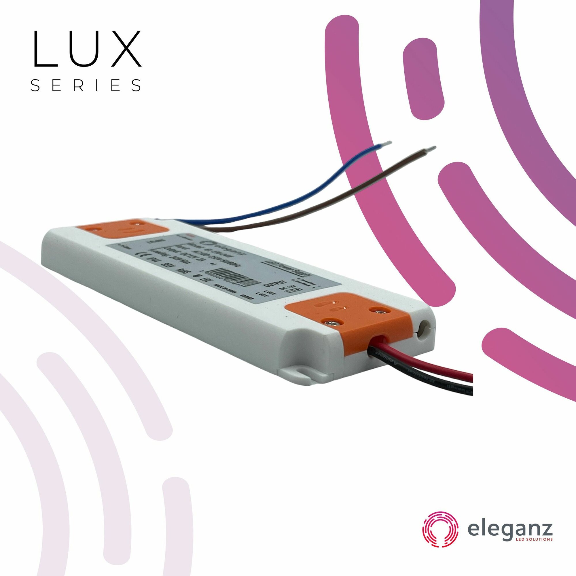 Сверхтонкий блок питания/герметичный трансформатор "Eleganz 24Вт" для светодиодной ленты 12В IP44