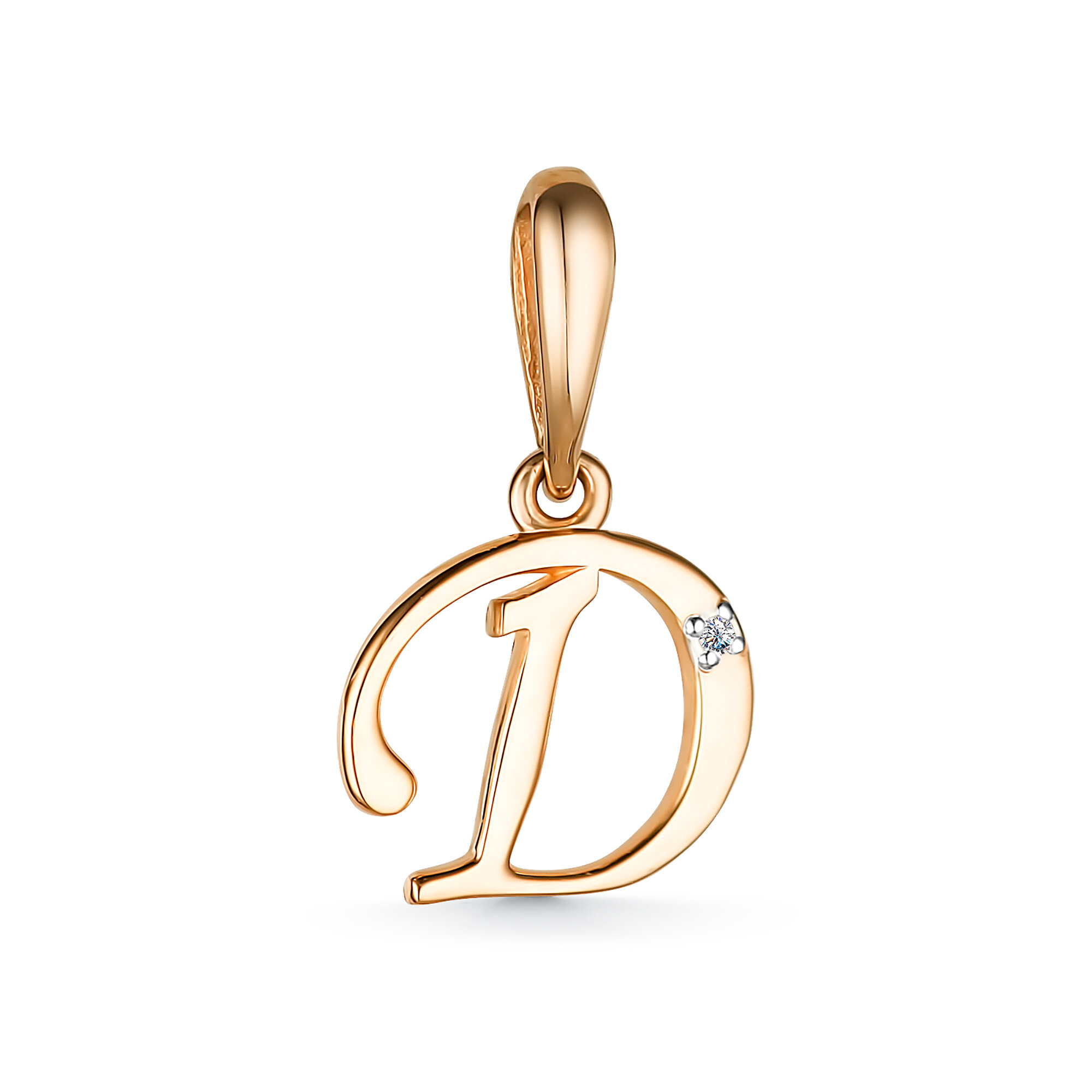 Подвеска, красное золото, 585 проба, бриллиант