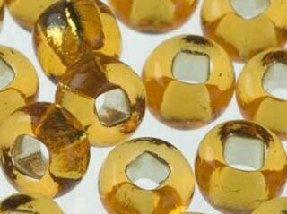 Бисер Preciosa 17070 Прозрачный темно-янтарный с серебряной линией (10/0) 2.3 мм, 5 г, цена за 2 уп.