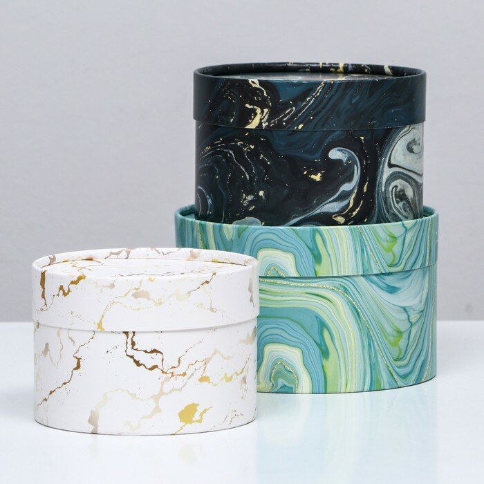 Набор шляпных коробок 3 в 1,"Тонкие грани",16 х 10,14 х 9,13 х 8,5 см