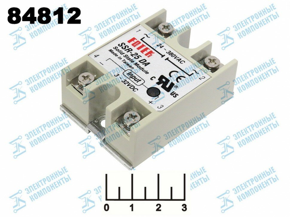 Оптореле 3-32VDC 25A/24-380VAC SSR-25DA