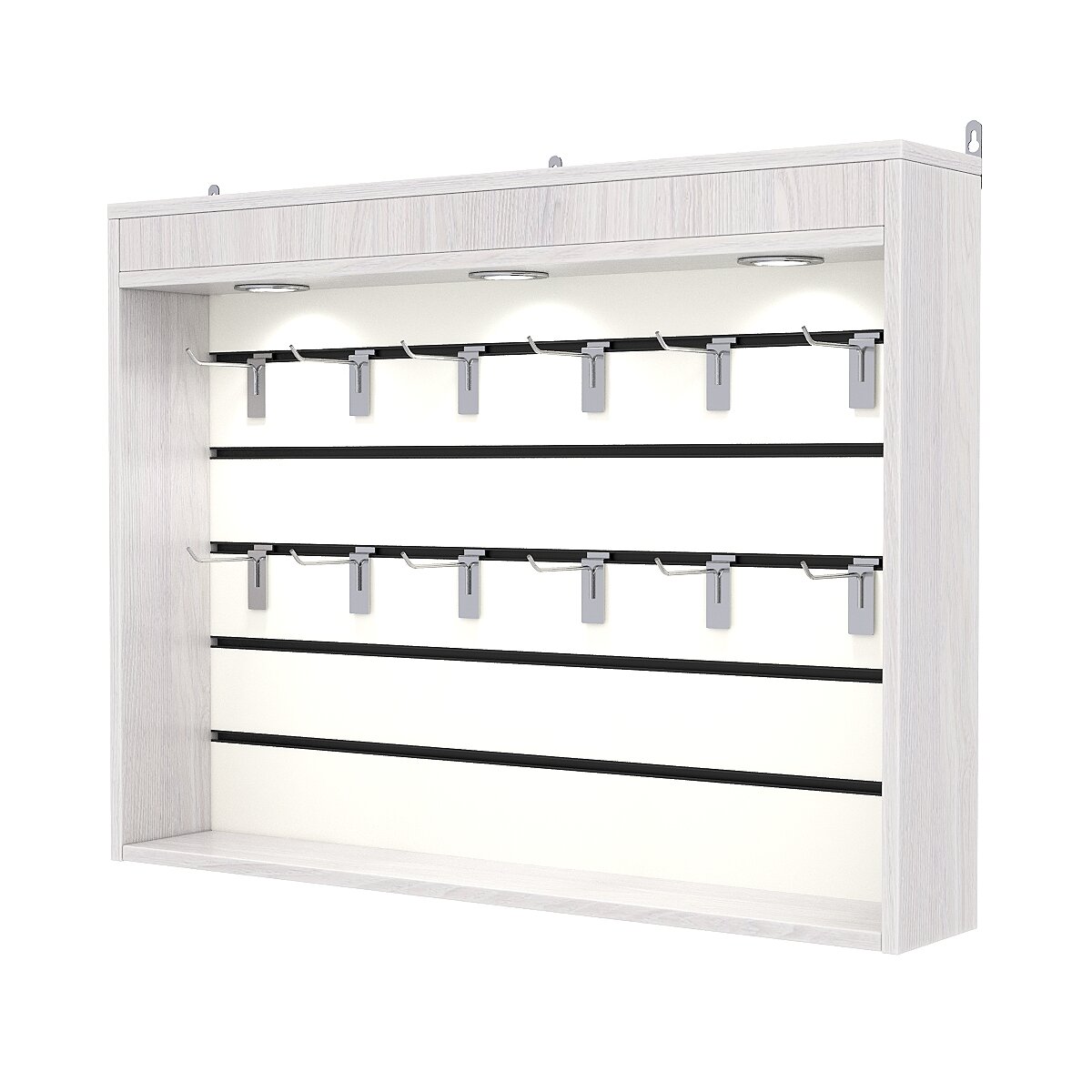 Витрина настенная №3-2В с экономпанелью, без полок, с подсветкой, Ясень Анкор светлый - U31104