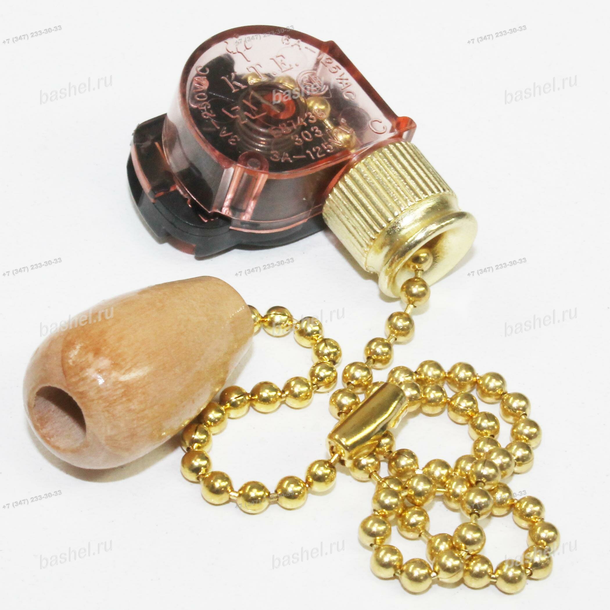 Выключатель для бра c деревянным наконечником, gold REXANT