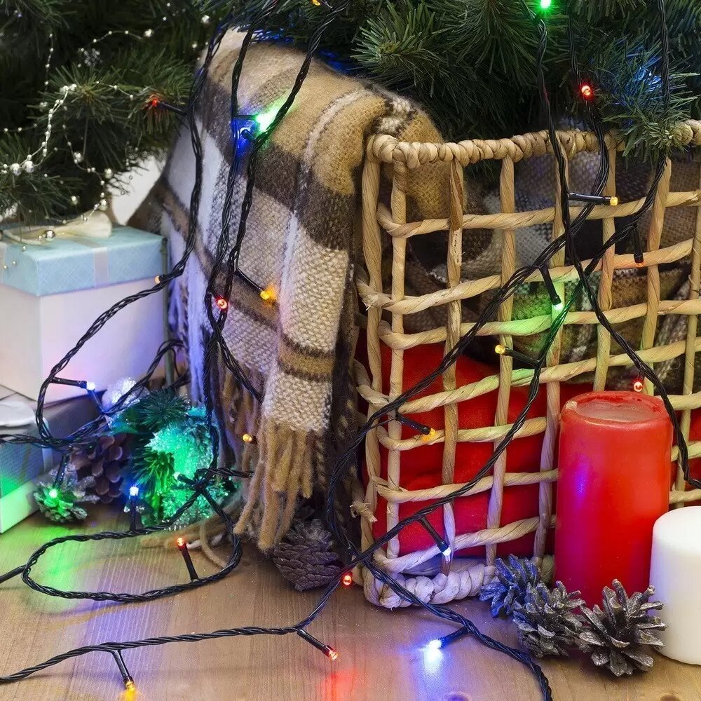 Гирлянда «Нить» 20 м, IP20, тёмная нить, 200 LED, свечение мульти, 8 режимов, 220 В 3556811