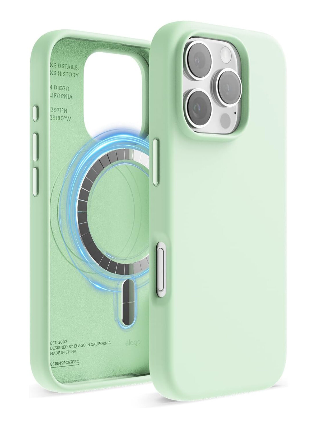 Elago для iPhone 16 Pro чехол Soft silicone (Liquid) Soft Mint (MagSafe)