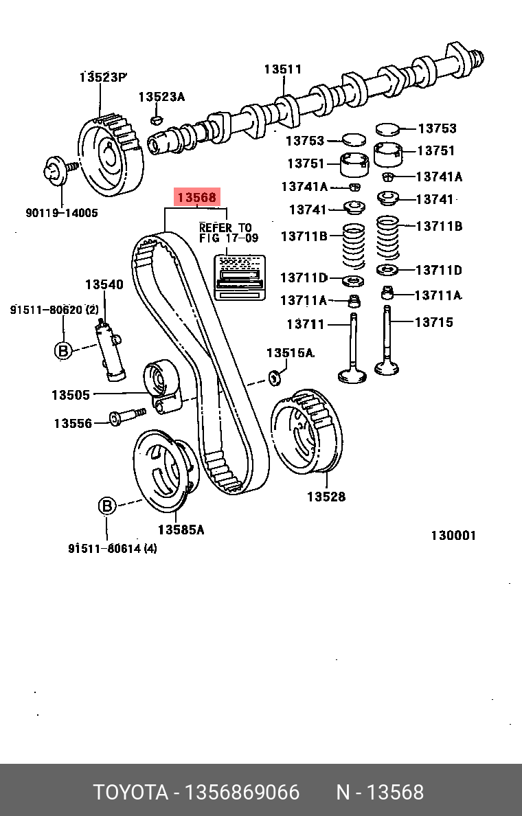 Ремень ГРМ Toyota 13568-69066