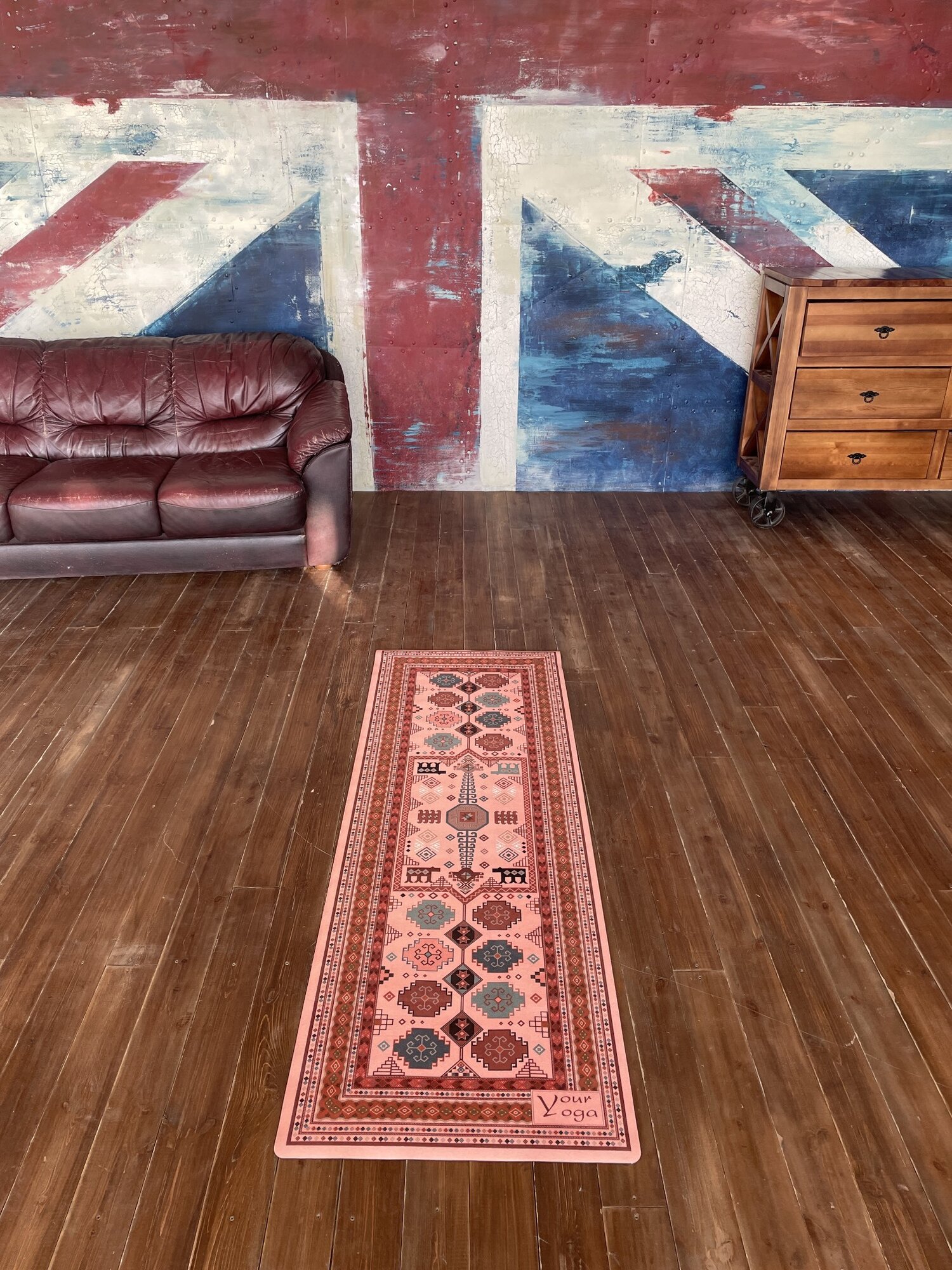 Коврик для йоги с дизайнерским рисунком Ethno Travel. Тонкий