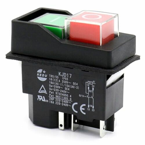 Пусковая кнопка, выключатель KJD17 (KLD-28А) (магнитный пускатель) 5 контактов, для бетономешалки, для станка