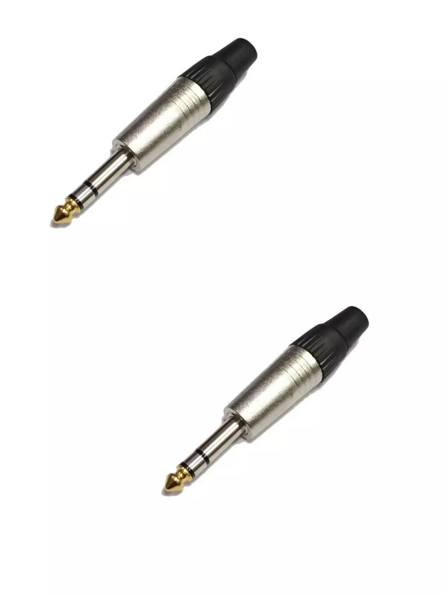 Разъем Jack 6.3 стерео папа кабельный J170S металл, 2 шт