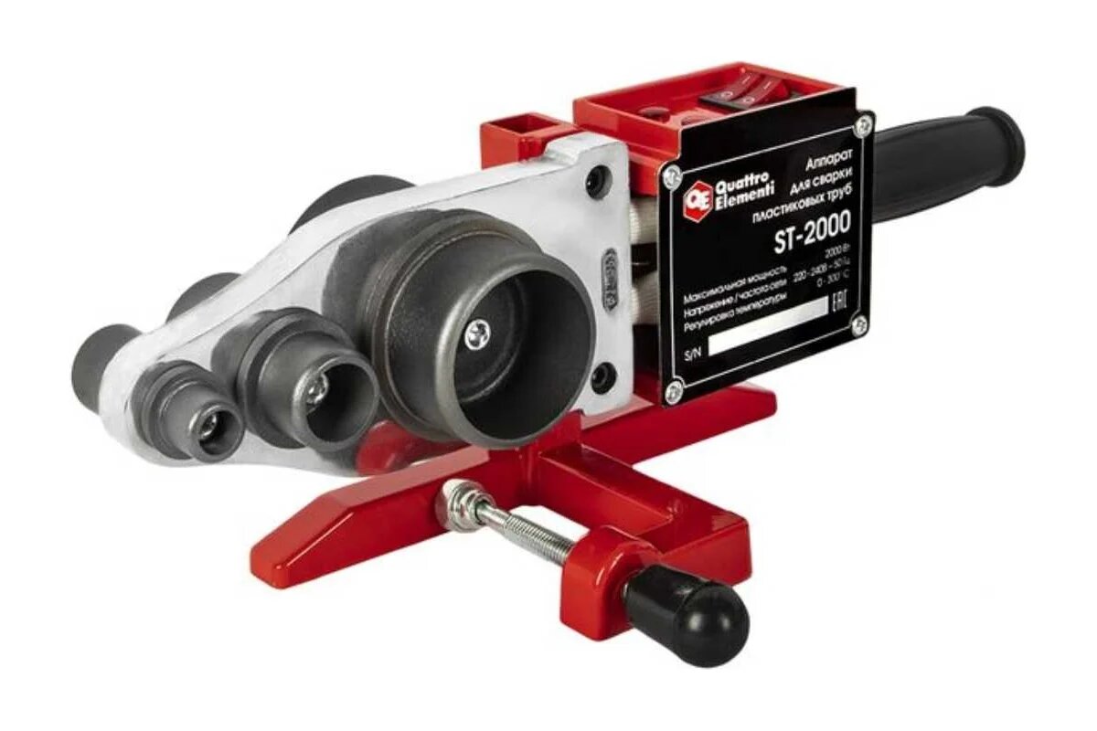 QUATTRO ELEMENTI Сварочный аппарат для пласт труб ST-2000 2000Вт н-ки 20-63 мм 793-350