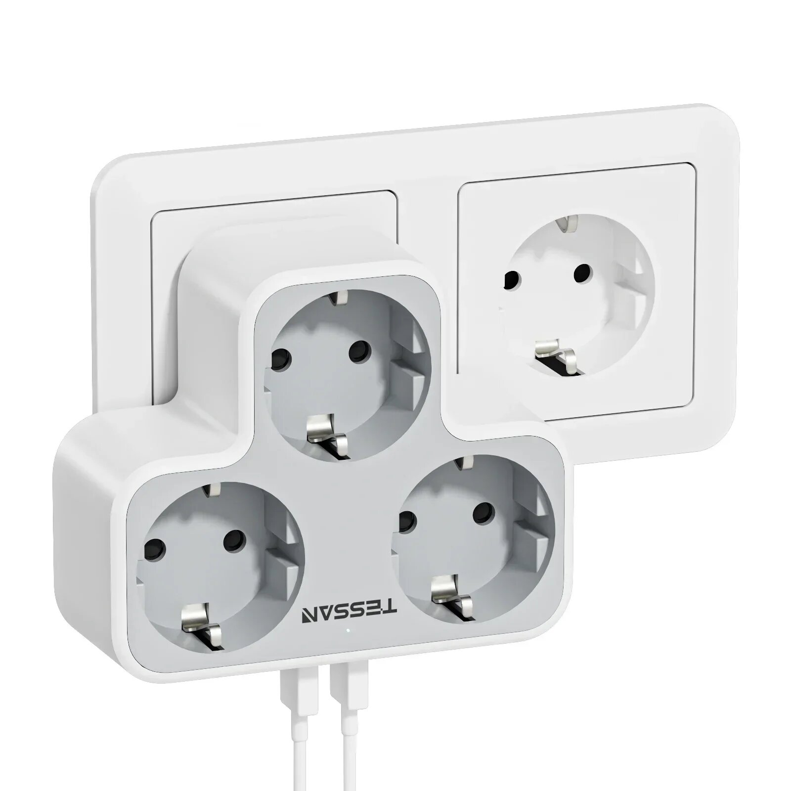 Многофункциональная розетка TESSAN TS-331-GR 3 розетки + 3 USB