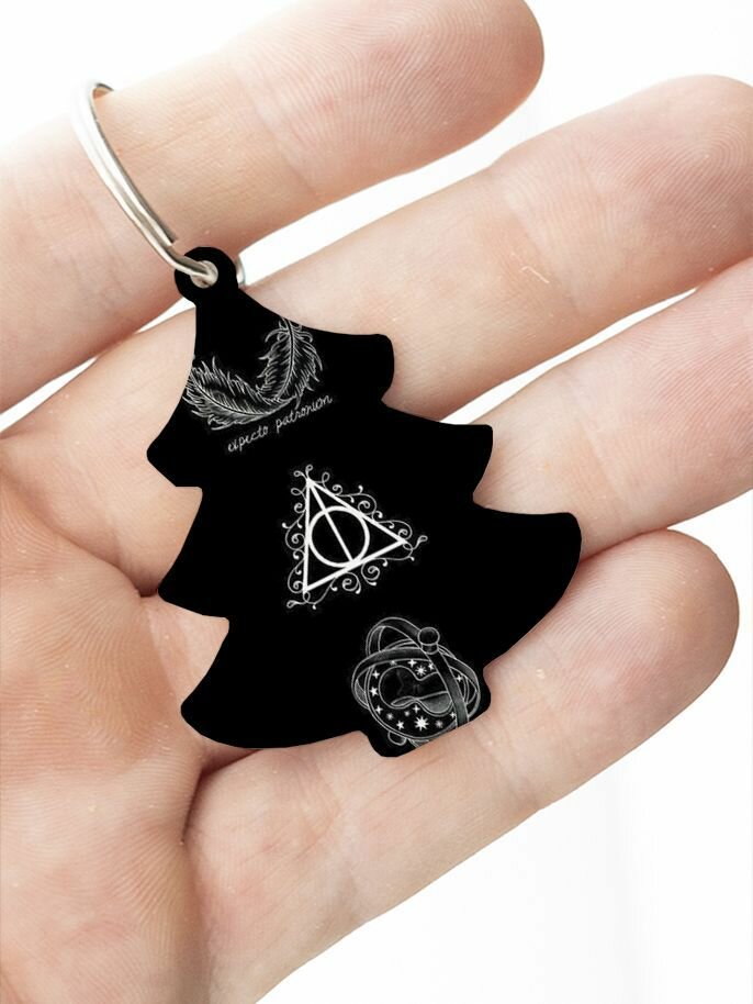 Брелок для ключей Елка с принтом Гарри Поттер, игрушка на елку, елочные украшения