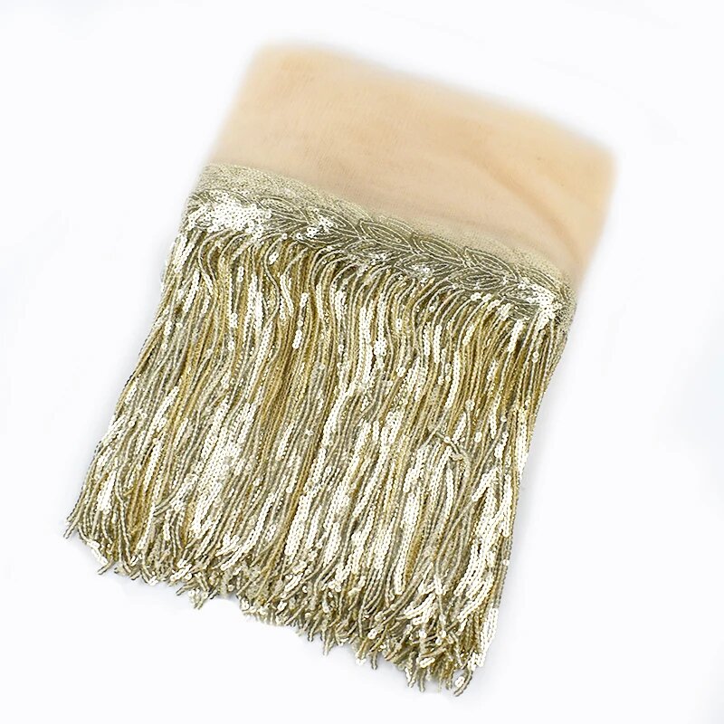 Лента с бахромой и пайетками, 5Yards, 2LightGold