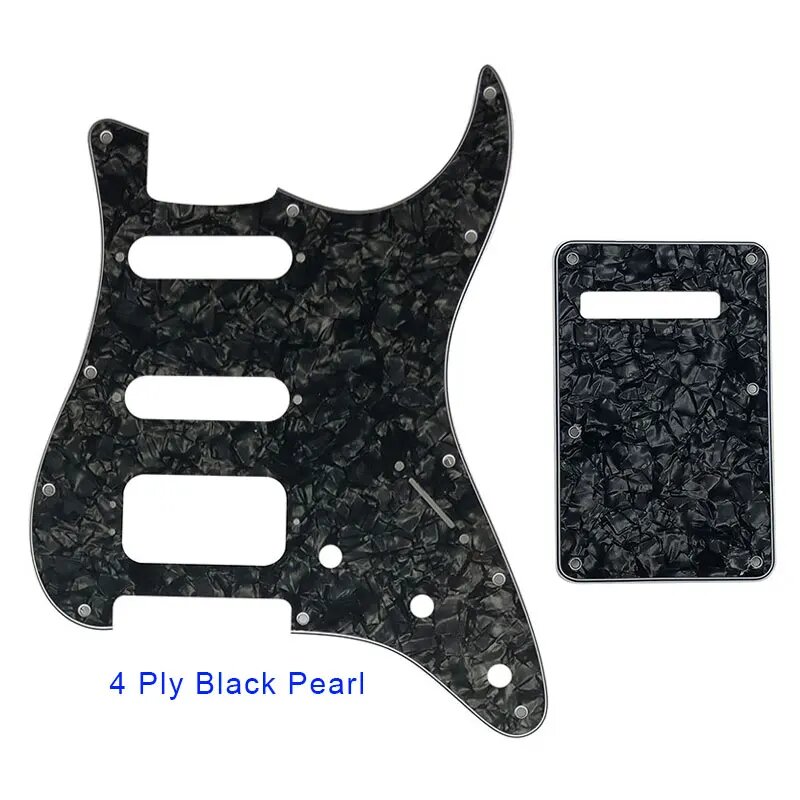 Pleroo Strat SSH гитарная накладка и задняя пластина Черный, 4Ply black Pearl
