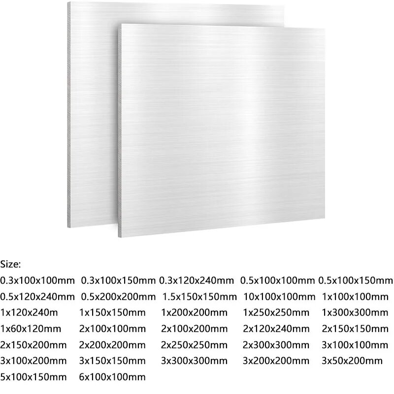 Алюминиевая пластина для резки 100/120/150/200/240/250/300 мм 200x200mm, 2mm