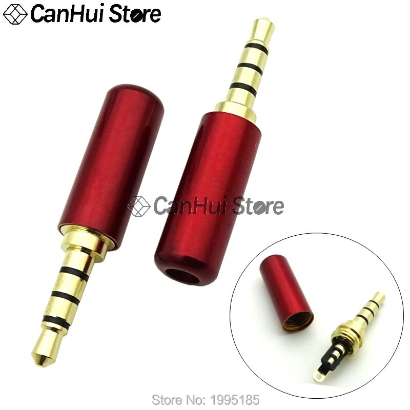 1 шт. Высокое качество 3,5 мм штекер аудио разъем 4-полюсный позолоченный адаптер для наушников для DIY стерео гарнитуры наушников/ремонта наушников Red