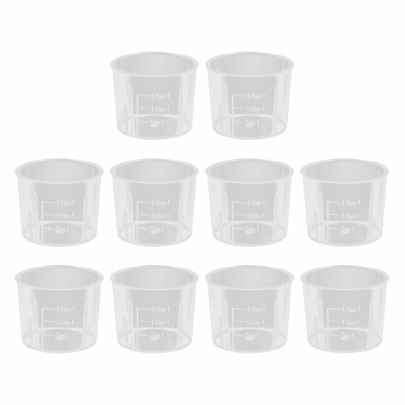 10шт Мерный Стаканчик со Шкалой Лабораторные Градуированные Мензурки Прозрачные Стаканчики для Смешивания Жидкой Полимерной Краски Для Использования в Кухонных Лабораториях