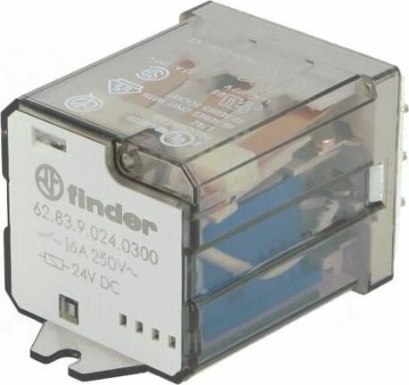 Реле FINDER 62.83.9.024.0300 электромагнитное 3PST-NO 24ВDC 16A/250ВAC макс.400ВАС 1шт