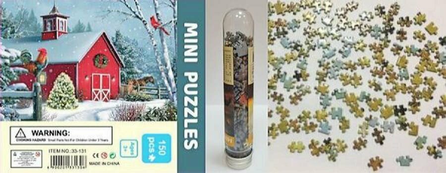 ПазлыВКолбе 150 деталей. Зимний домик MINI PUZZLES (10*15 см) 33-131, (YIWU XINSHIXIAN ARTS AND CRAFTS C