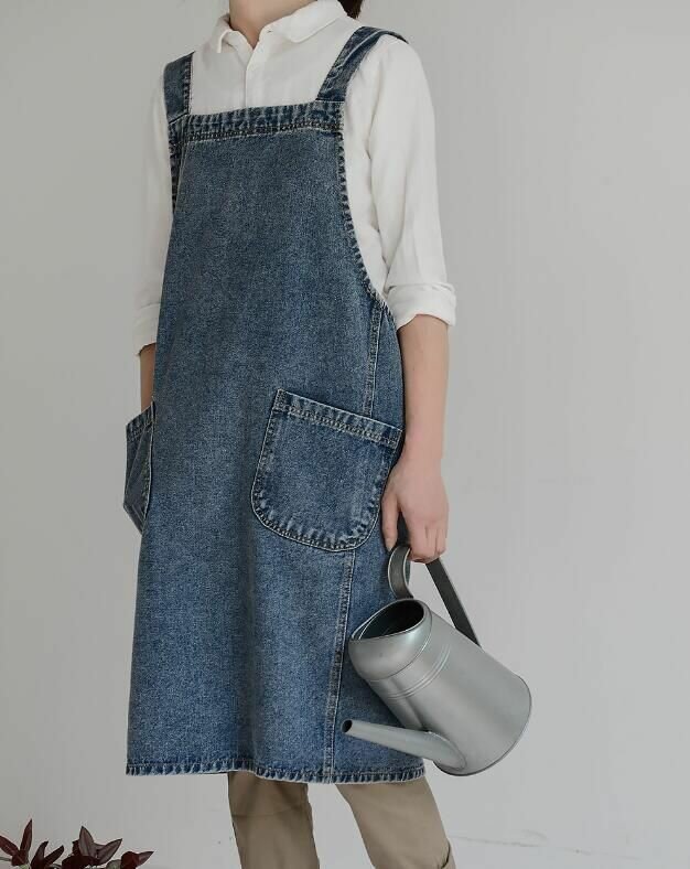 Фартук джинсовый / Фартук рабочий универсальный для повара бармена творчества бариста официанта барбера / продавца повара кондитера флориста кухонный рабочий