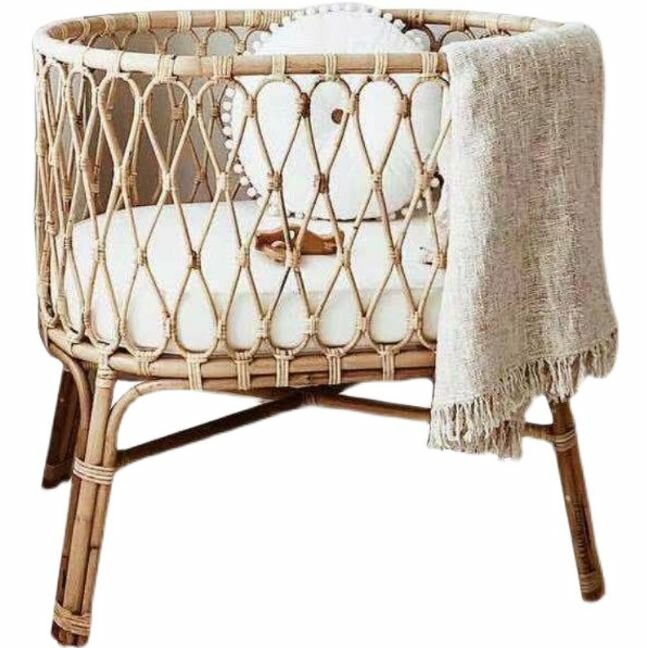 Кроватка Shanh, ручная работа, ивовое плетение, эко-ротанг, портативность, 89х49 см