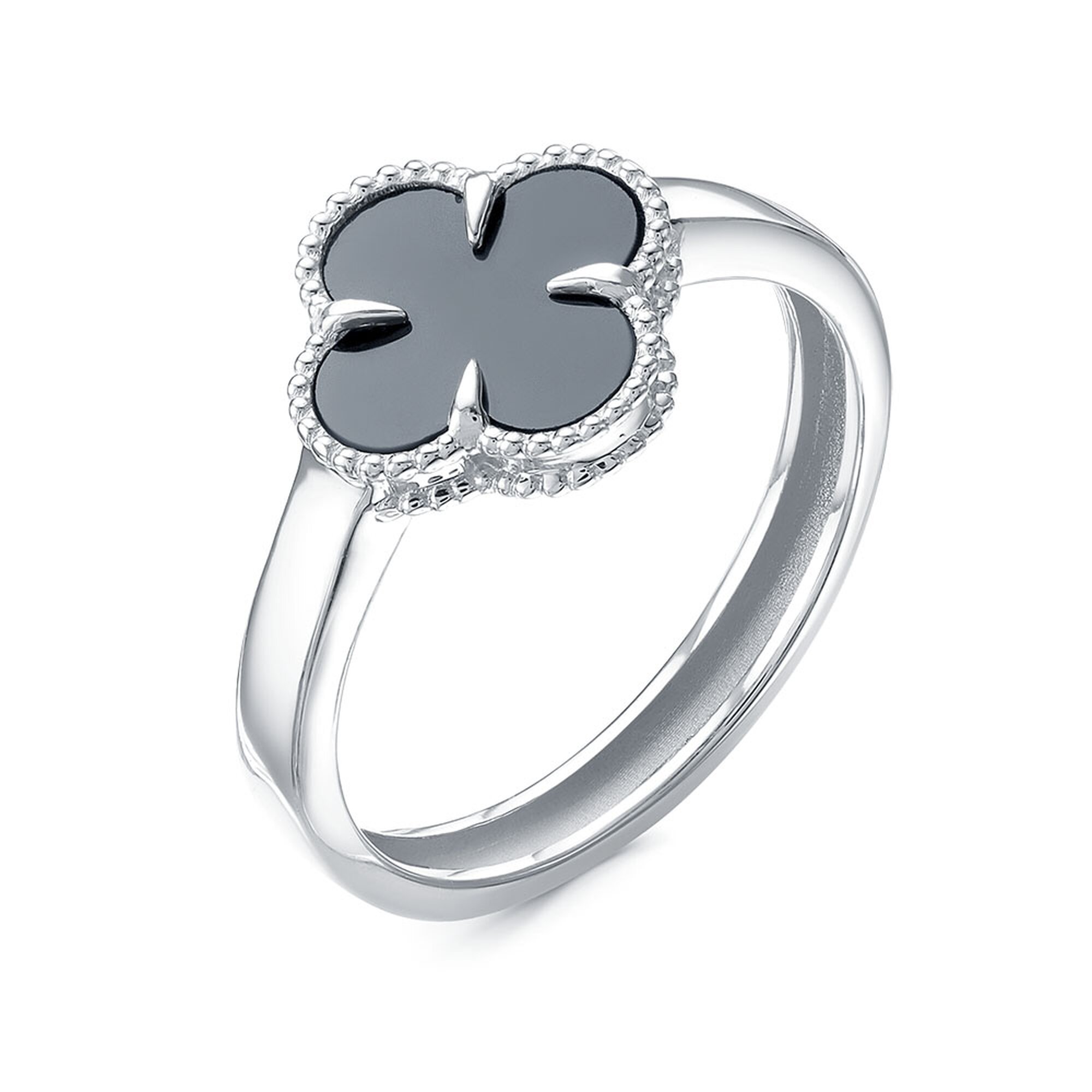 Кольцо, серебро, 925 проба, родирование, оникс