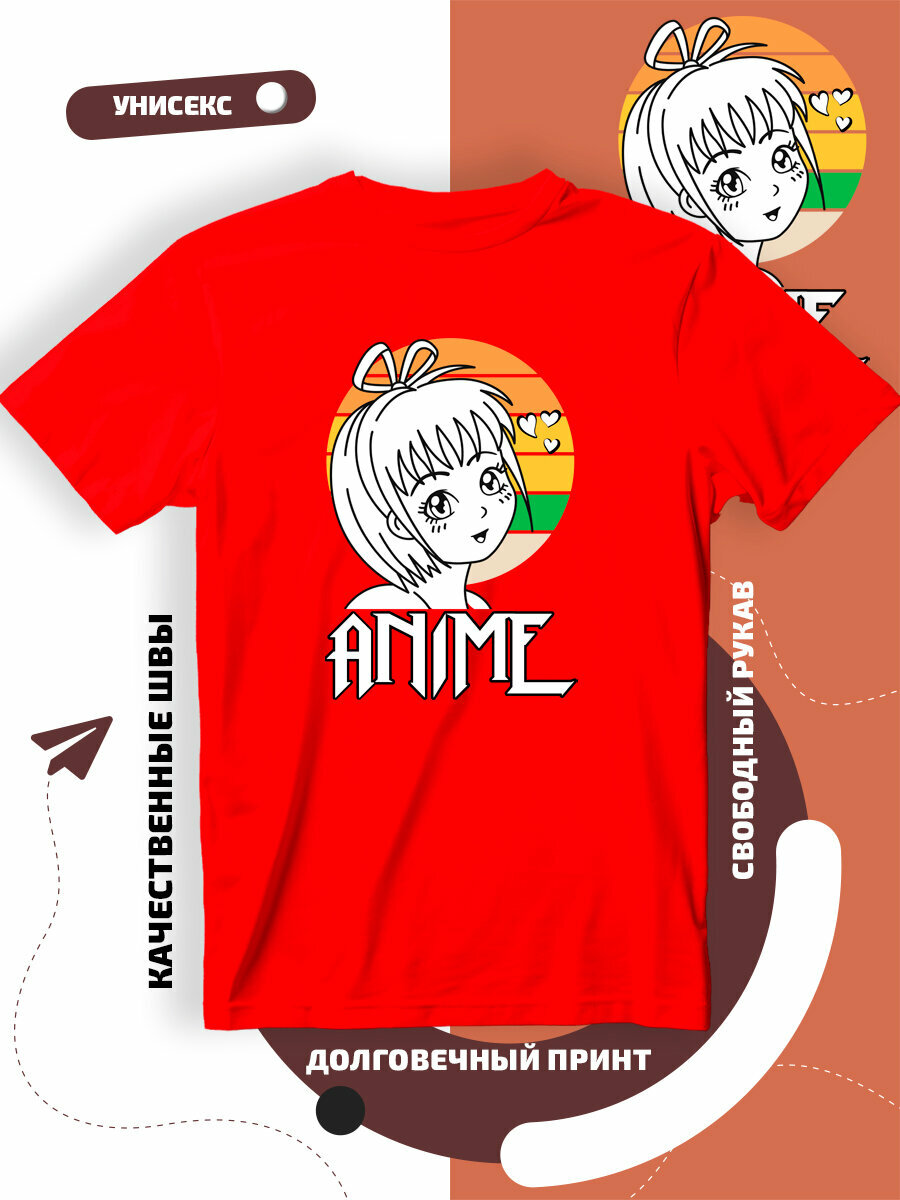 Футболка с принтом с девушкой аниме