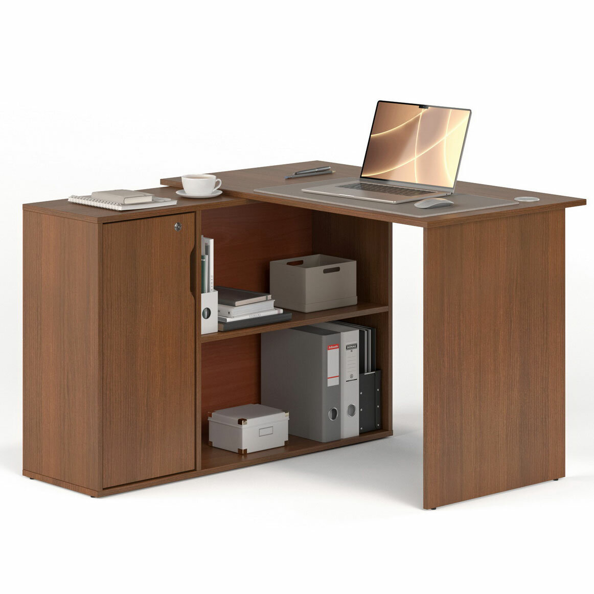 Угловой письменный стол 007091Л (цвет: орех)
