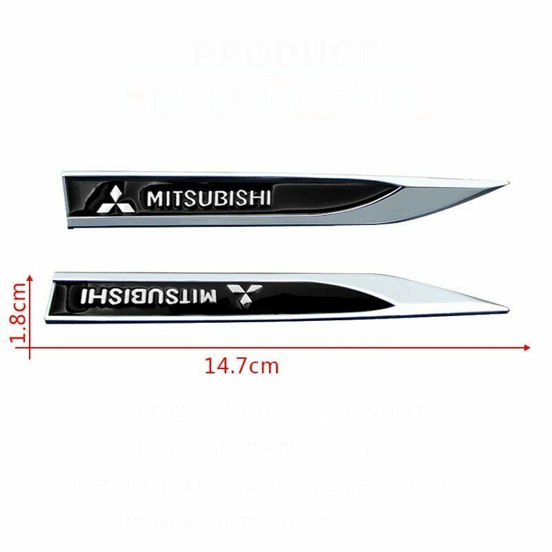 Наклейка MITSUBISHI 3D, металлический 14,8 х 1,8 см, 2 шт