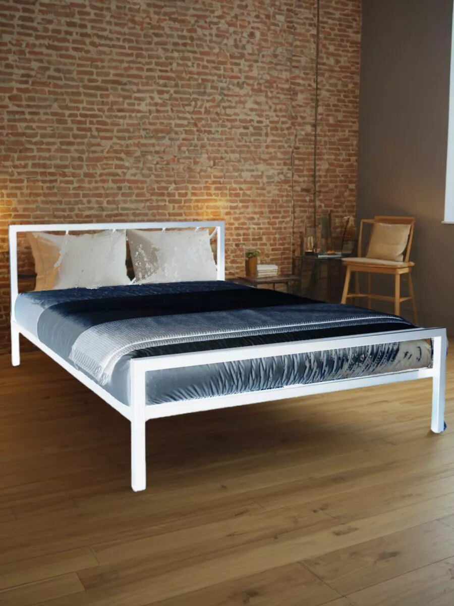 Кровать, Вивьен 140х200, металлическая, кованная, усиленная, металлокаркас, белый