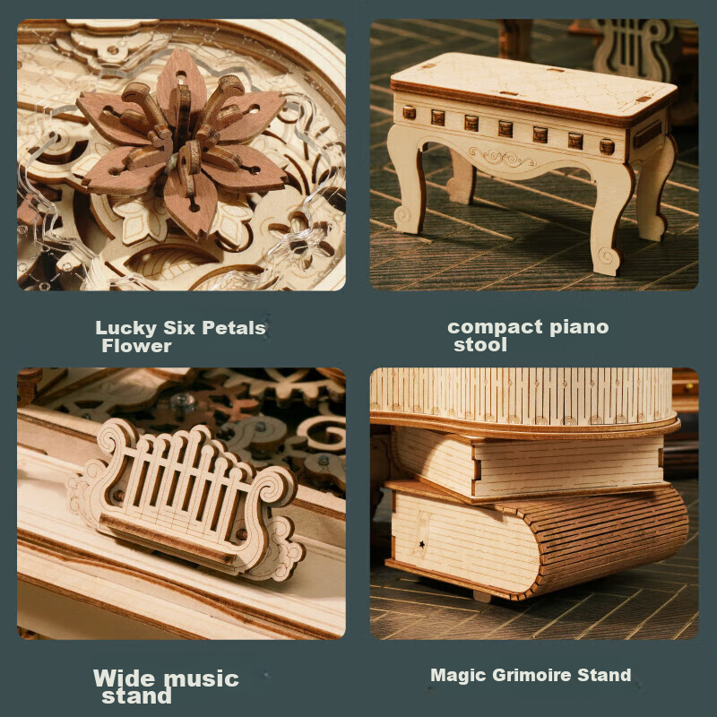 ROKR Musical Piano, DIY Music Box, Handmade Building Blocks, Puzzle Assembly, Music Box Toy, Birthday Gift for Women