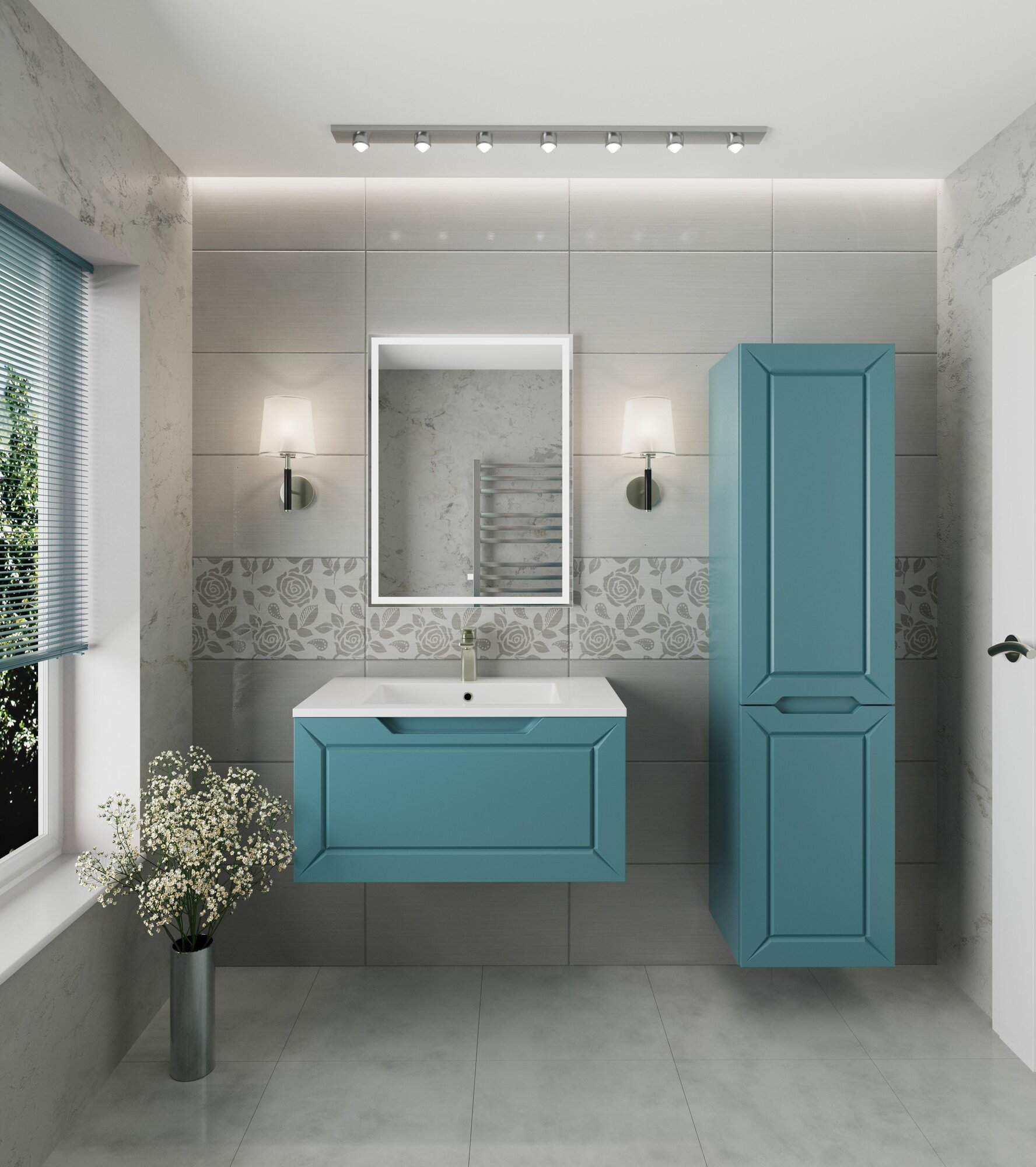 Тумба с раковиной для ванной 80 подвесная Alba Аквамарин, раковина Персона, аквакрафт