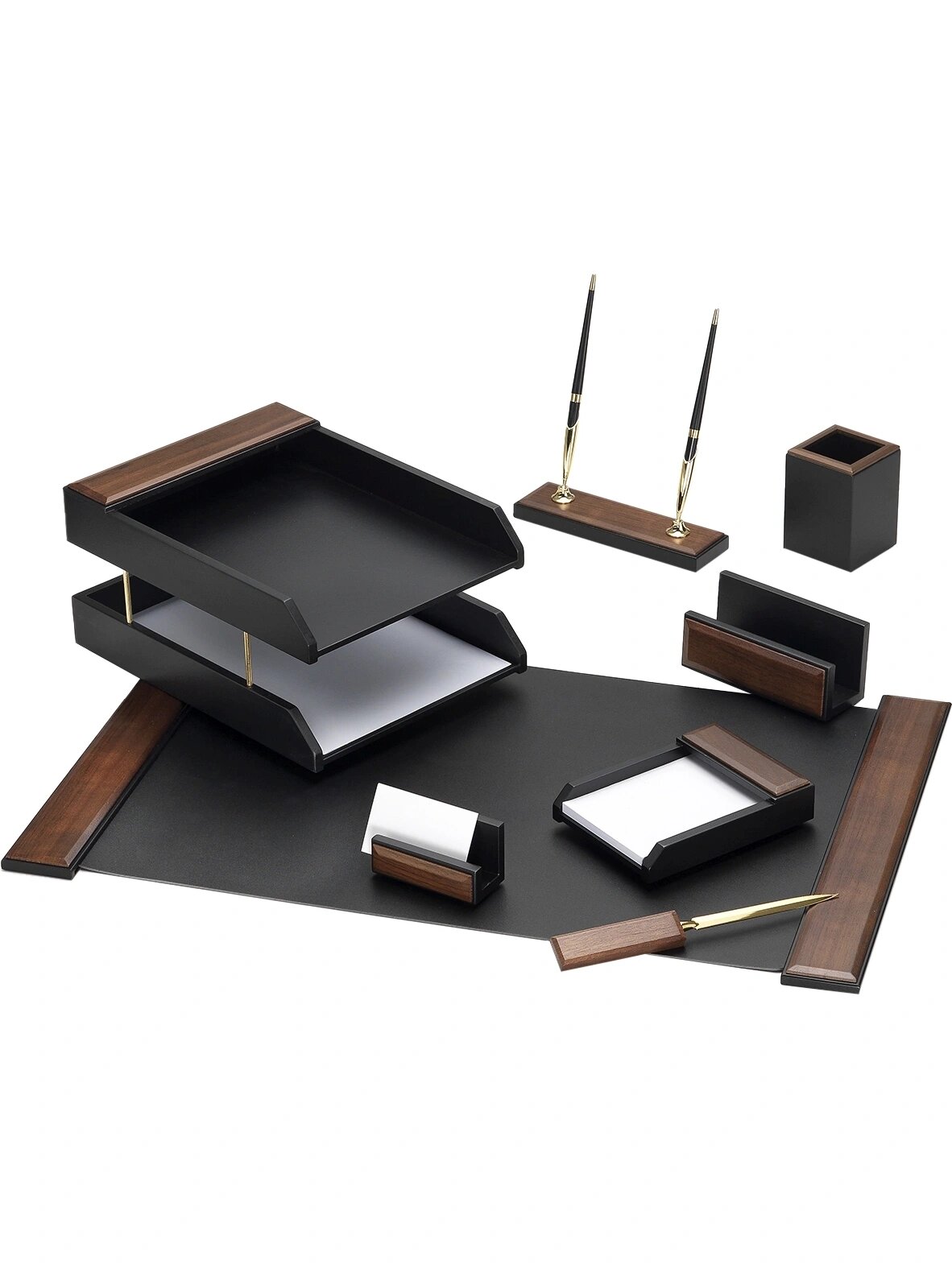 Настольный набор Good Sunrise T8G-1A коричневый, в комплекте 8 предметов, фактура орех, материал набора МДФ