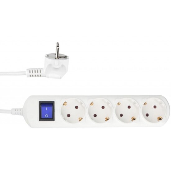 Удлинитель Power Cube PowerCube 1,5 м, 4 розетки с заземлением, с выключателем 10А (белый)