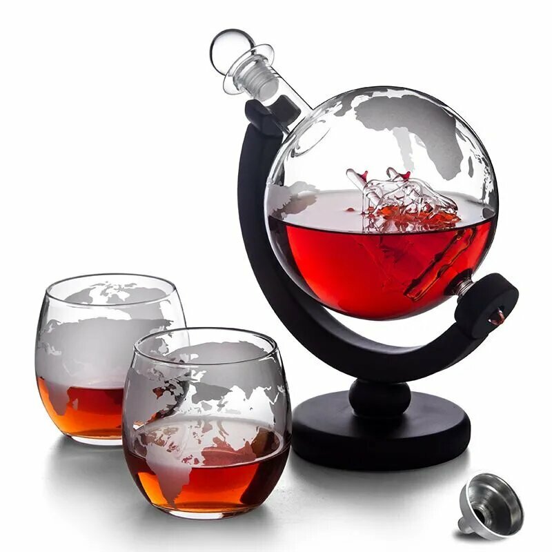 Декантер "Вокруг света", стеклянный, с бокалами,