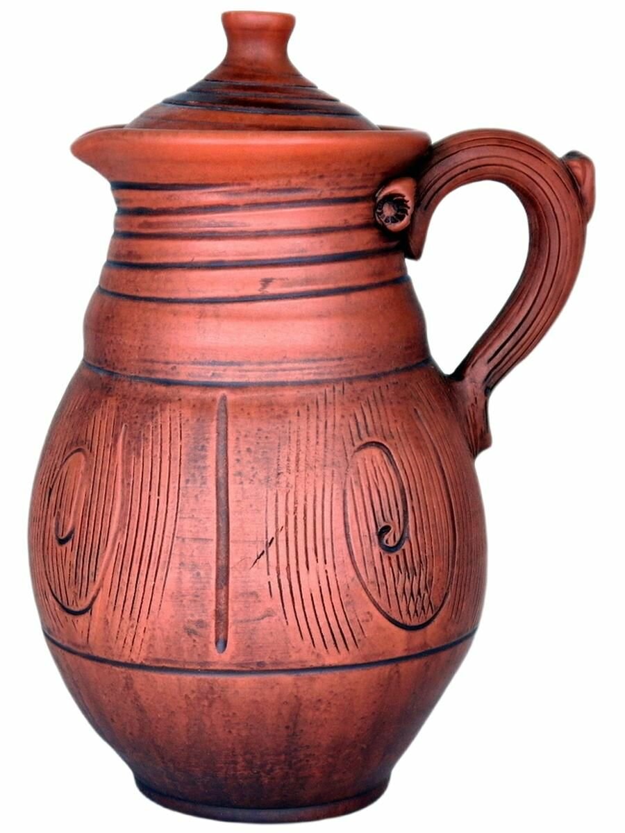 Кувшин "Бочонок" + глазурь, глина, керамика, ручная работа