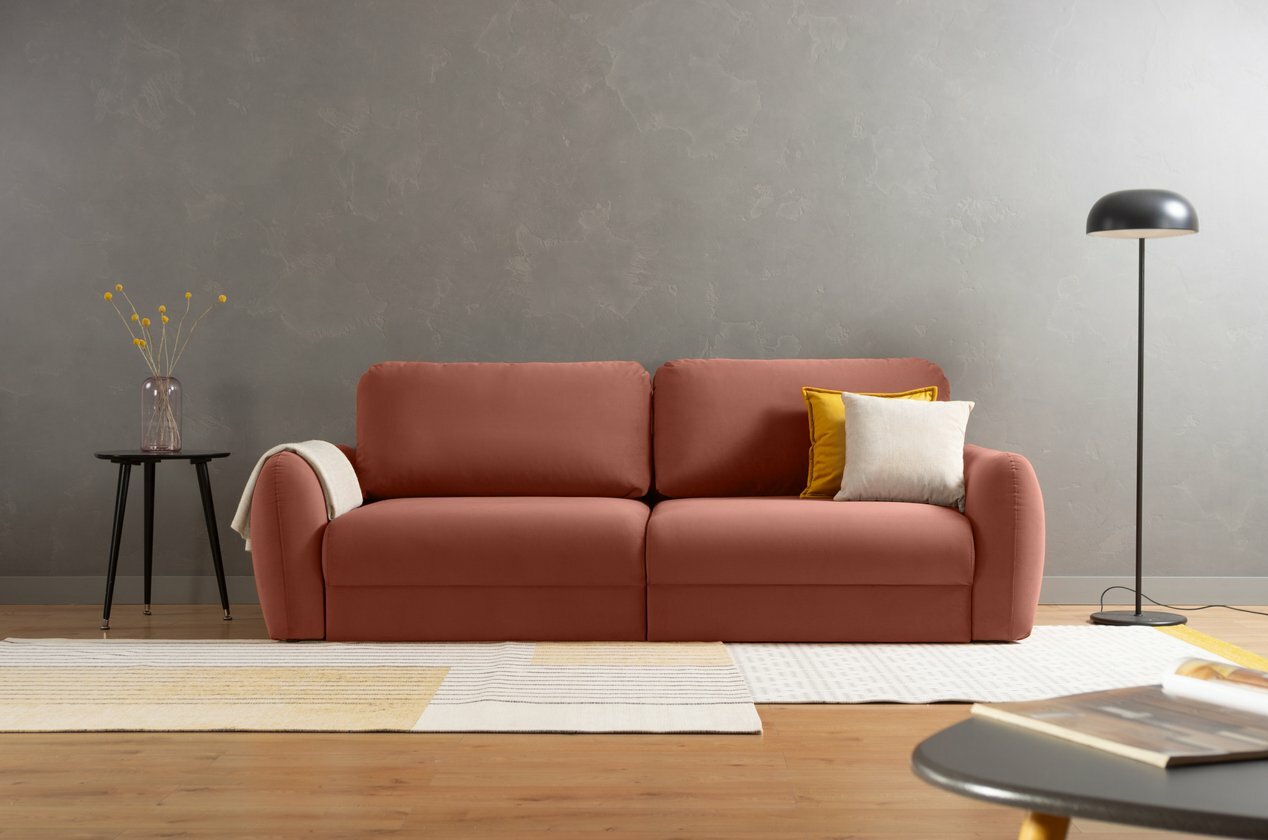 Раскладной диван-кровать Divan.ru Биани Velvet Terra 246х120х85 см, спальное место 200х159 см, велюр, терракотовый